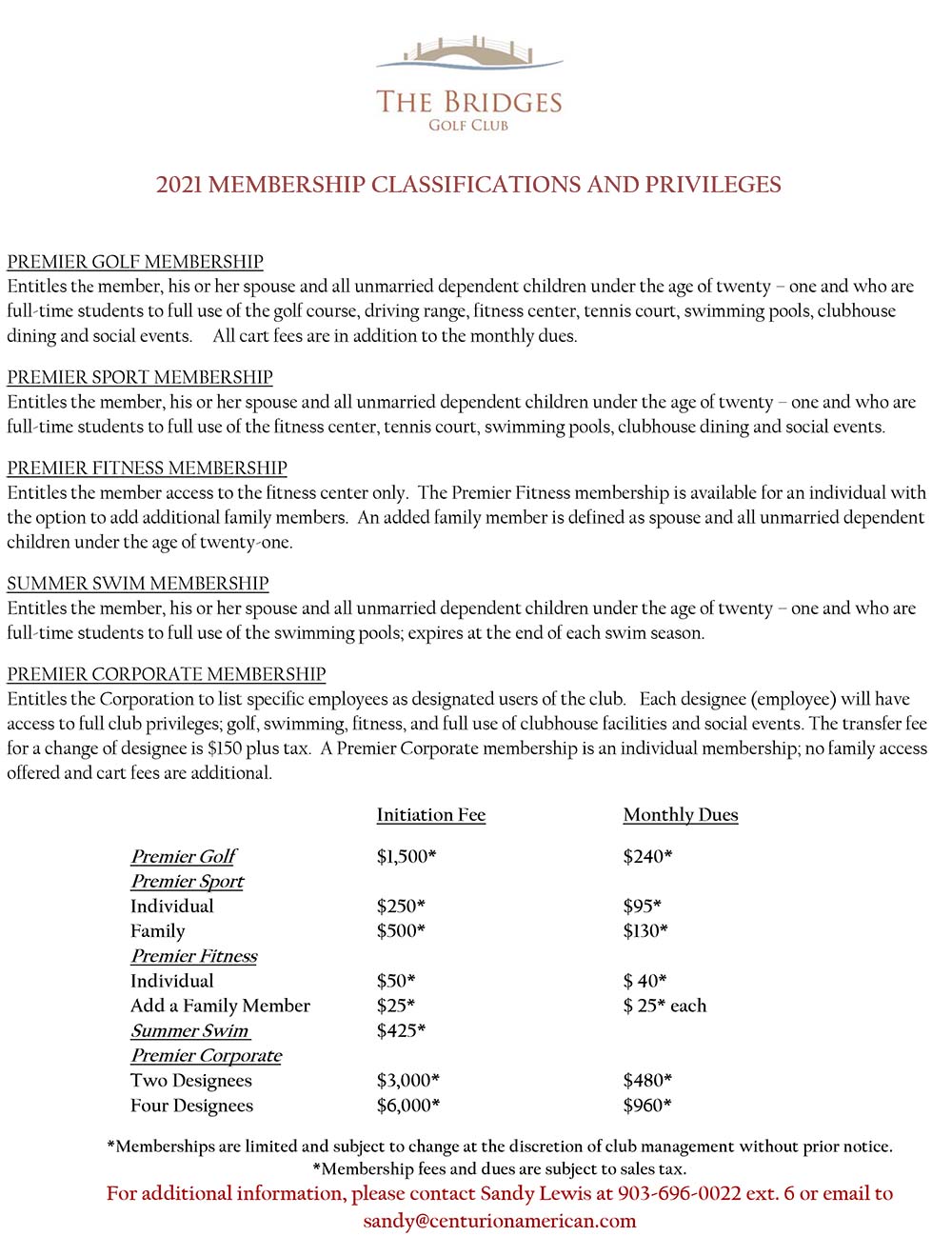 Memberships - The Bridges Golf Club